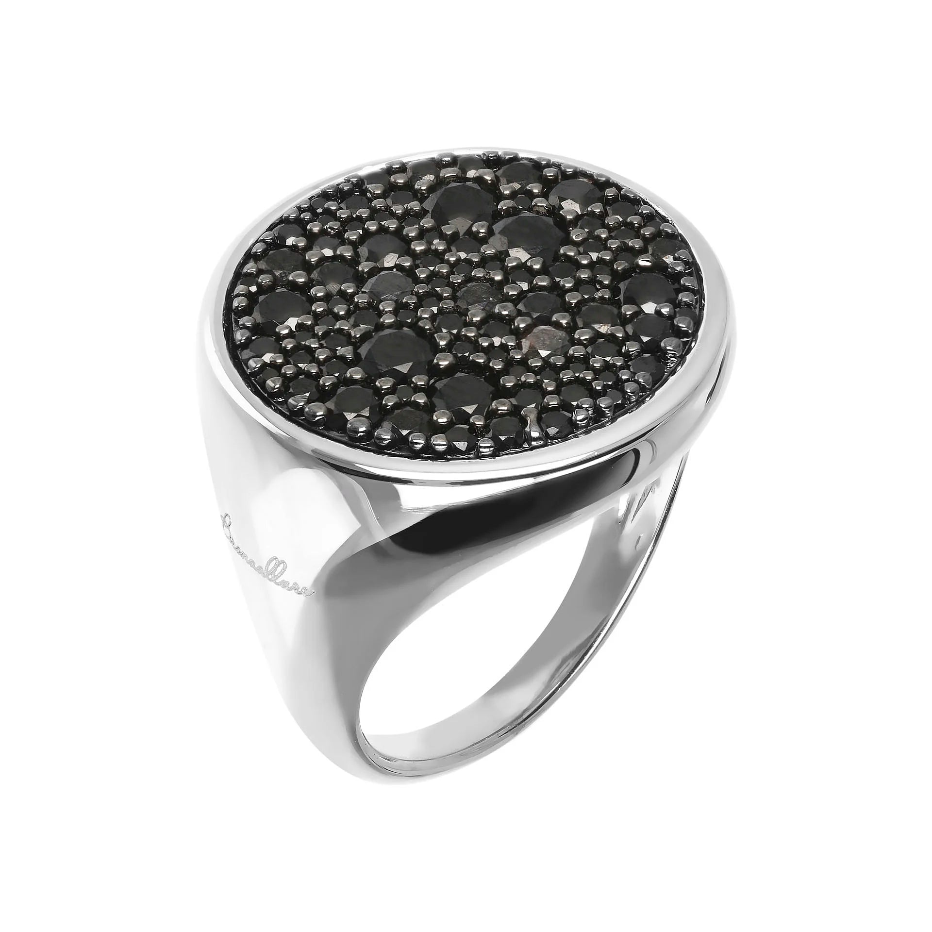 Chevalier Ring with Pavé in Cubic Zirconia and Black Spinel - Bronzallure