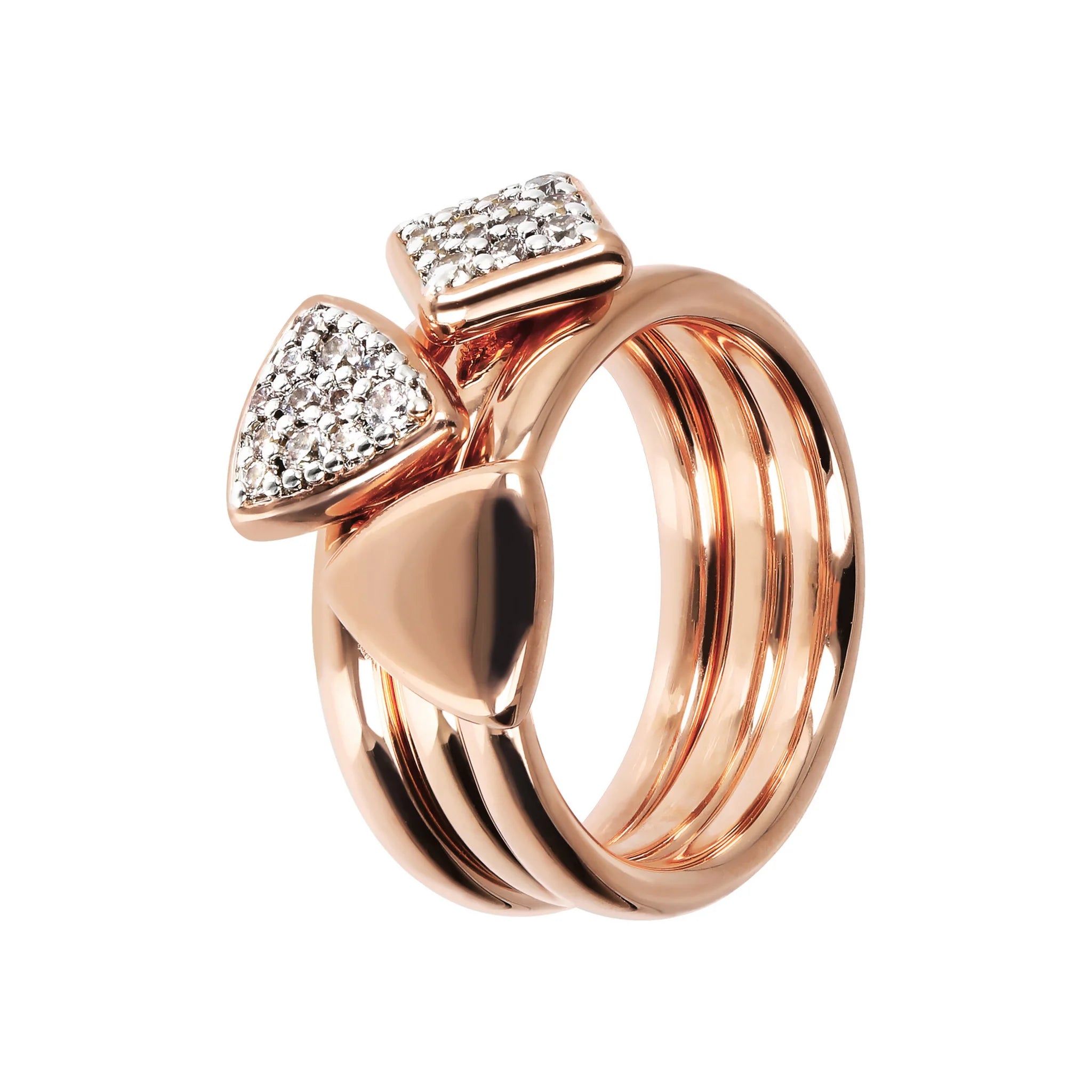 Set di Anelli Geometrici con Pavé di Cubic Zirconia – Bronzallure